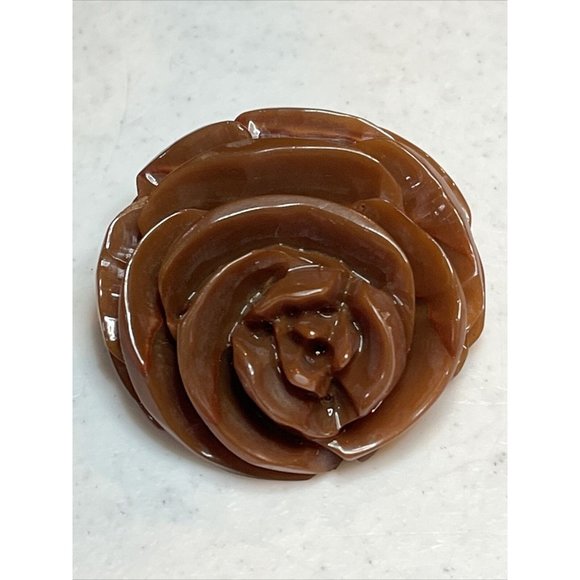 Bakelite | Jewelry | Art Deco Brooch Bakelite Flower Large Brown 2 ...